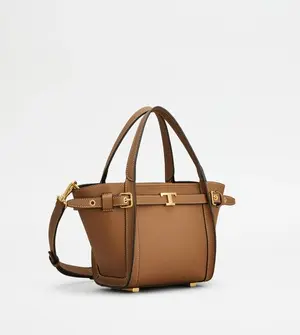TOD'S T Signature Leather Tote Bag - Brown