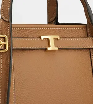TOD'S T Signature Leather Tote Bag - Brown