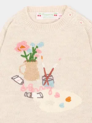 Bonpoint Intarsia-knit Button-fastening Sweater