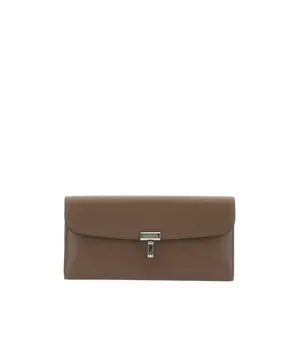 TOTEME T-lock Leather Wallet - Brown