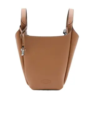 TOD'S Embossed Logo Bucket Bag - Brown