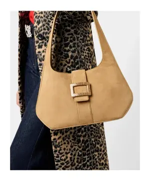 ROGER VIVIER Belle Vivier Small Hobo Bag In Suede