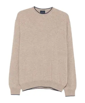 Paul & Shark Long-sleeve Contrast-trim Sweater - Nude
