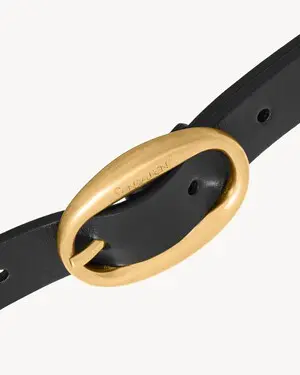 Saint Laurent Oval Buckle Belt In Smooth Leather