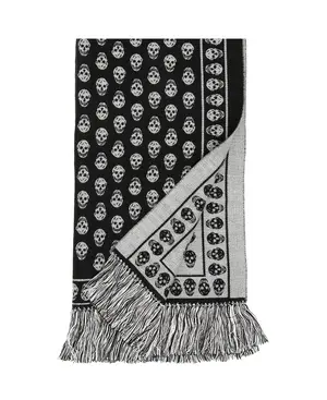 Alexander McQueen Skull Print Fringed Scarf