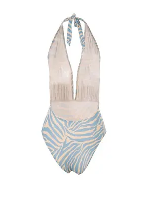 Anjuna Zebra Print Halterneck One Piece Swimsuit