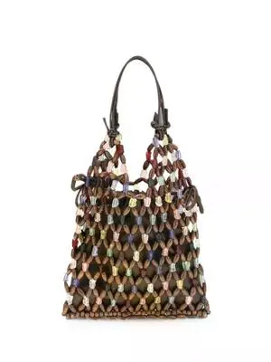 Staud Karla Bead-embellishment Shoulder Bag - Brown