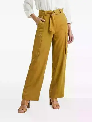 TWINSET Belted High-waisted Trousers - Yellow
