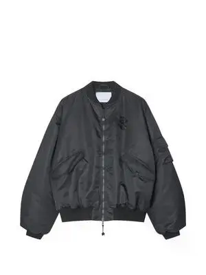 Cecilie Bahnsen Feilan Bow-detail Ruched-sleeves Bomber Jacket - Black