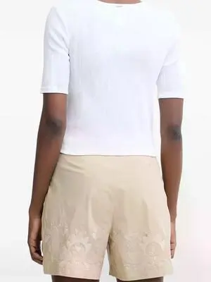 TWINSET Embroidered Belted Shorts