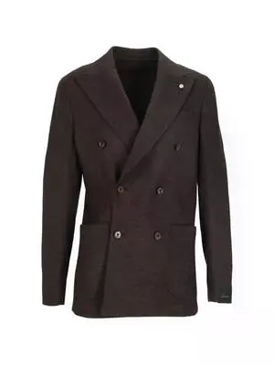 L.B.M. 1911 Double-breasted Peak-lapel Blazer - Brown