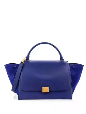 Celine Trapeze Bag Leather Medium Satchel - Blue