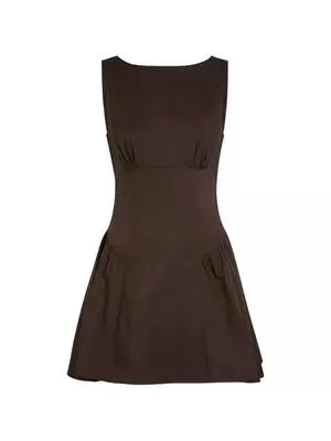 Staud Gwen Gathered-waist Flared Mini Dress