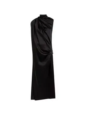 HEIRLOME Kate Draped Asymmetric Midi Dress - Black