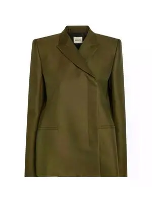 Khaite Silvannah Peak-lapel Wrap-front Blazer - Green