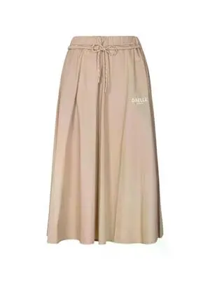 GAELLE PARIS Drawstring-waist Logo-print Midi Skirt - Neutrals