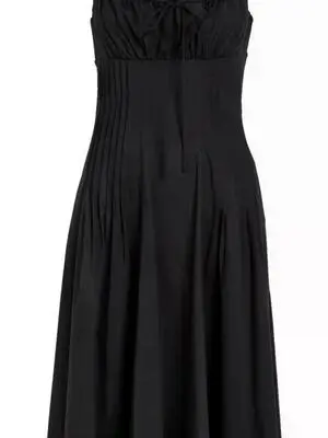 Staud Margi Ruched Pintuck-detail Midi Dress - Black
