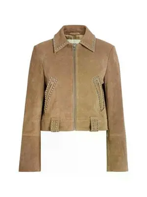 Staud Hugo Stud-embellished Suede Jacket - Brown