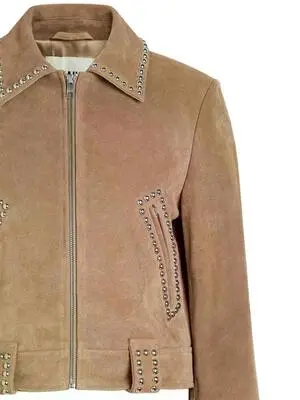 Staud Hugo Stud-embellished Suede Jacket - Brown