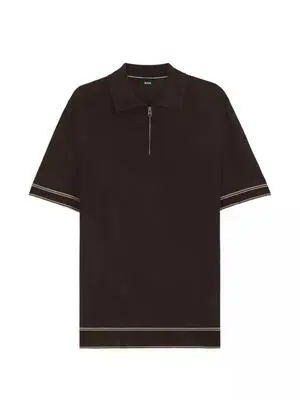 BOSS Zip-fastening Tipped Polo Shirt - Brown