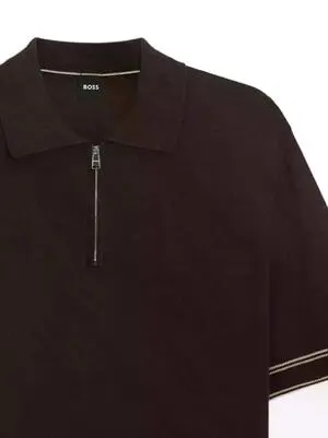 BOSS Zip-fastening Tipped Polo Shirt - Brown