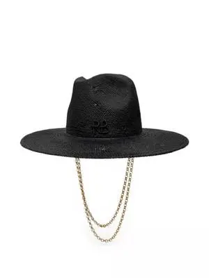 Ruslan Baginskiy Double-chain-strap Straw Fedora Hat