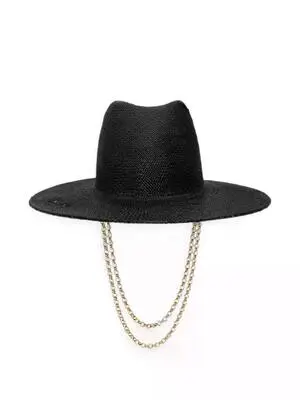 Ruslan Baginskiy Double-chain-strap Straw Fedora Hat