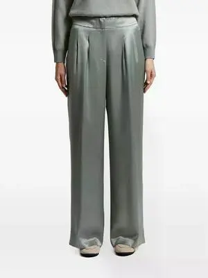 Peserico Pleat-detail Satin-finish Wide Leg Trousers