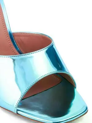 Amina Muaddi Lupita Mirrored Leather Wedge Mules