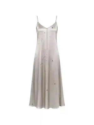 Max & Moi Distressed-effect Satin-finish Dress - Neutrals