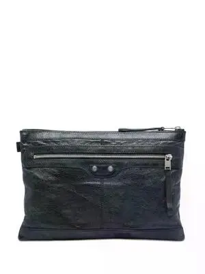 Balenciaga 2014 Lambskin Motocross Classic Clip M Clutch Bag - Black