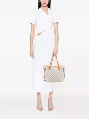 LOUIS VUITTON 2018 Damier Azur Neverfull Mm Tote Bag - White