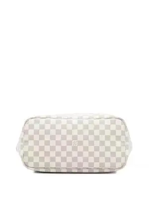 LOUIS VUITTON Damier Azur Neverfull Mm Tote Bag - White