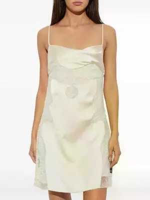 Off-White Lace-insert Satin Dress