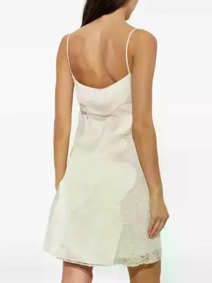 Off-White Lace-insert Satin Dress