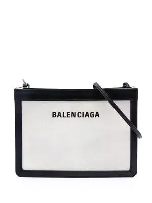 Balenciaga 2019 Canvas Navy Pochette M Crossbody Bag - Black