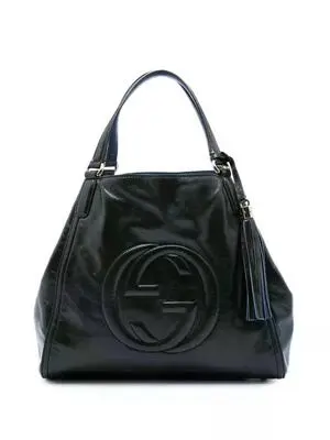 Gucci 2016-2026 Medium Patent Soho Cellarius Tote Bag - Blue