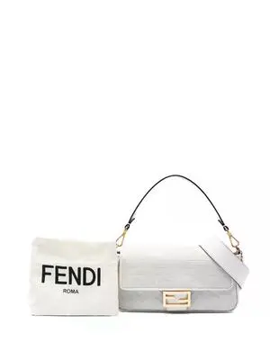 Fendi Zucca Embroidered Canvas Baguette Satchel