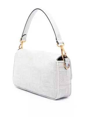 Fendi Zucca Embroidered Canvas Baguette Satchel