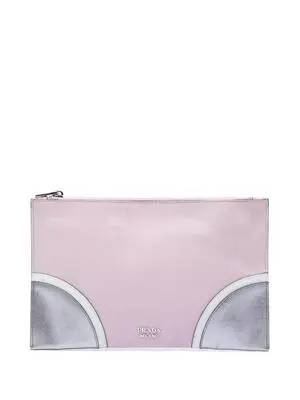 Prada 2013-2026 Tricolor Saffiano Clutch Bag - Pink