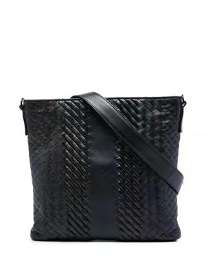 Bottega Veneta 2012-2026 Leather Intreccio Imperatore Crossbody Bag - Black
