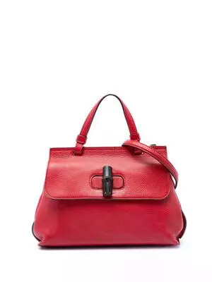 Gucci 2016-2026 Small Calfskin Bamboo Daily Satchel - Red