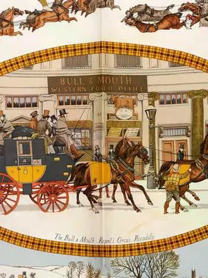 Hermès 1992-2000 L Hiver En Poste Silk Scarf 90 Scarves