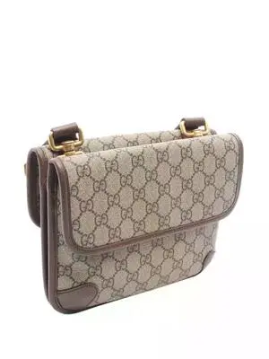 Gucci Gg Supreme Web Neo Vintage Double Flap Messenger Bag - Neutrals