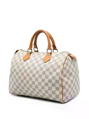 LOUIS VUITTON Damier Azur Speedy 30 Boston Bag - White