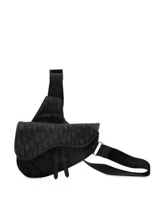 Dior 2019 Oblique Canvas Saddle Crossbody Bag - Black