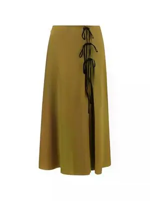 GANNI Satin Midi Skirt - Brown