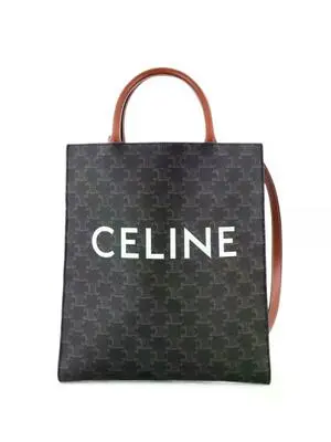Celine Vertical Cabas Triomphe Coated Canvas Small Tote Bag - Brown