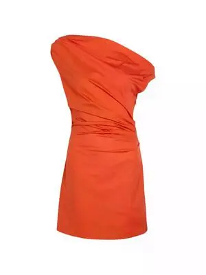 Staud Phare One-shoulder Draped Mini Dress - Orange