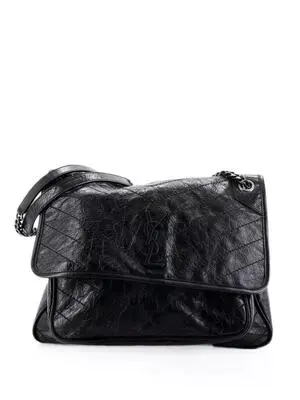 Saint Laurent Niki Chain Flap Bag Matelasse Chevron Leather - Black